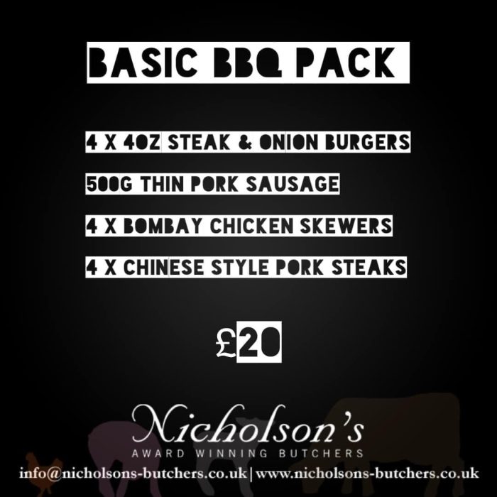 Basic BBQ Pack - Nicholsons Butchers T:01282 617557